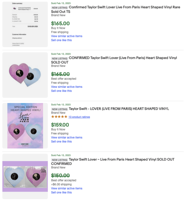 Taylor Swift Lover (Live from Paris) Heart Shaped Vinyl