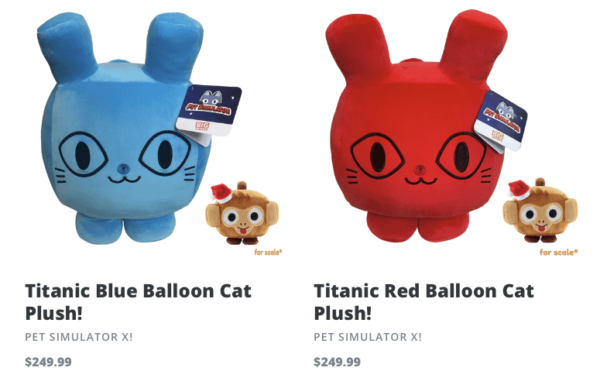 Roblox Pet Simulator X Titanic Blue Balloon Cat Plush