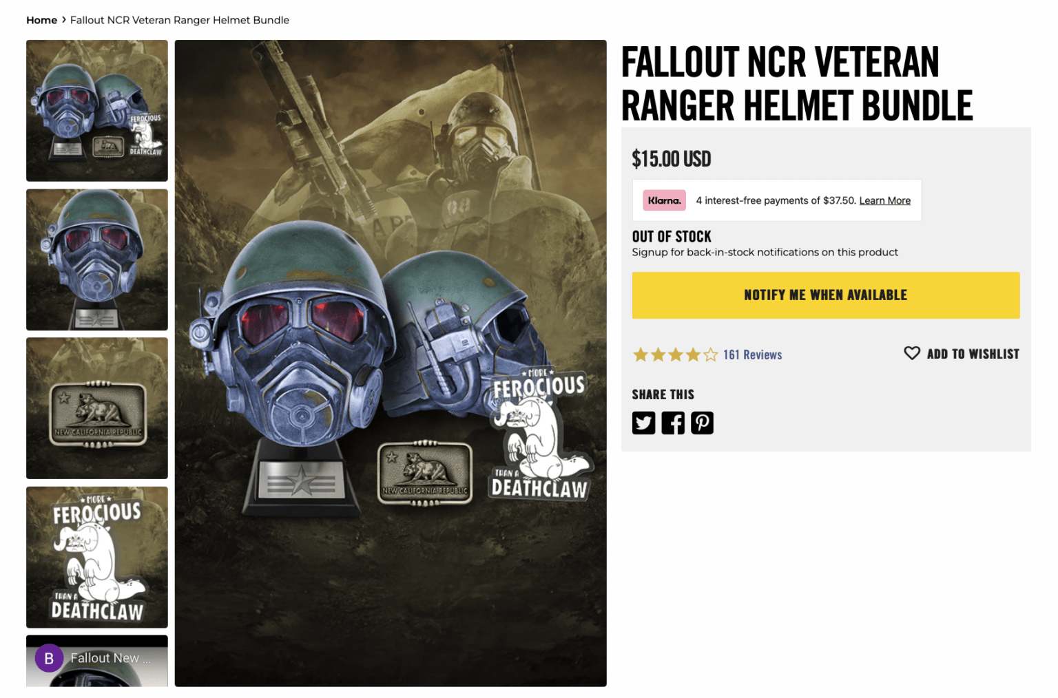 Fallout New Vegas NCR Veteran Ranger Helmet Replica