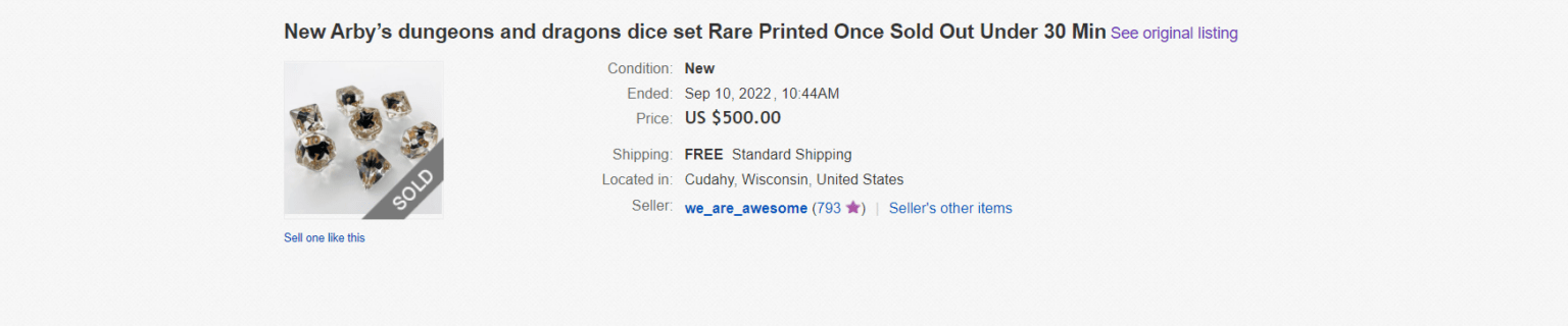 Arby's DnD Dice Are Worth More Than You Think - Resell Calendar