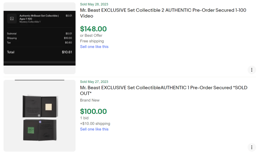MrBeast Set Collectibles from Latest Video are Reselling - Resell Calendar