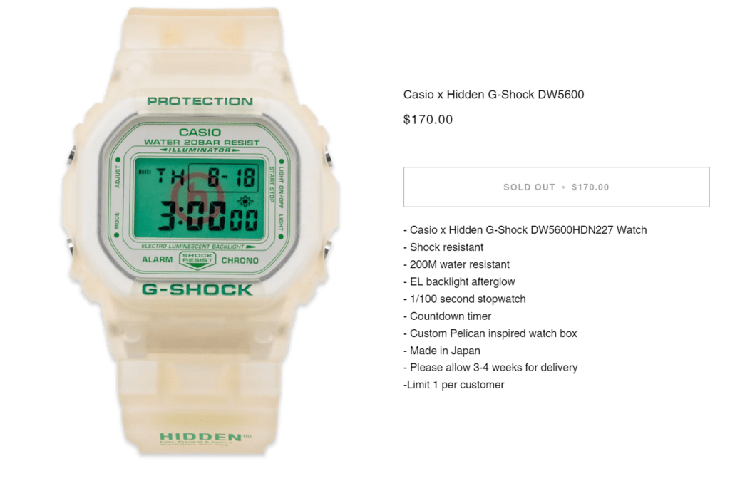 Hidden G-Shock Collab Sells Out Before Its Release - Resell Calendar