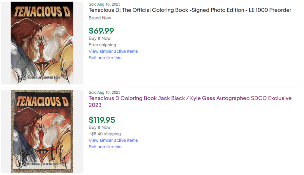 Signed Tenacious D Coloring Books: What's the Catch? - Resell Calendar