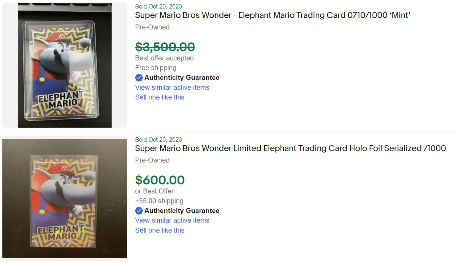 Super Mario Wonder "Elephant Mario" Cards Resell for Hundreds - Resell ...