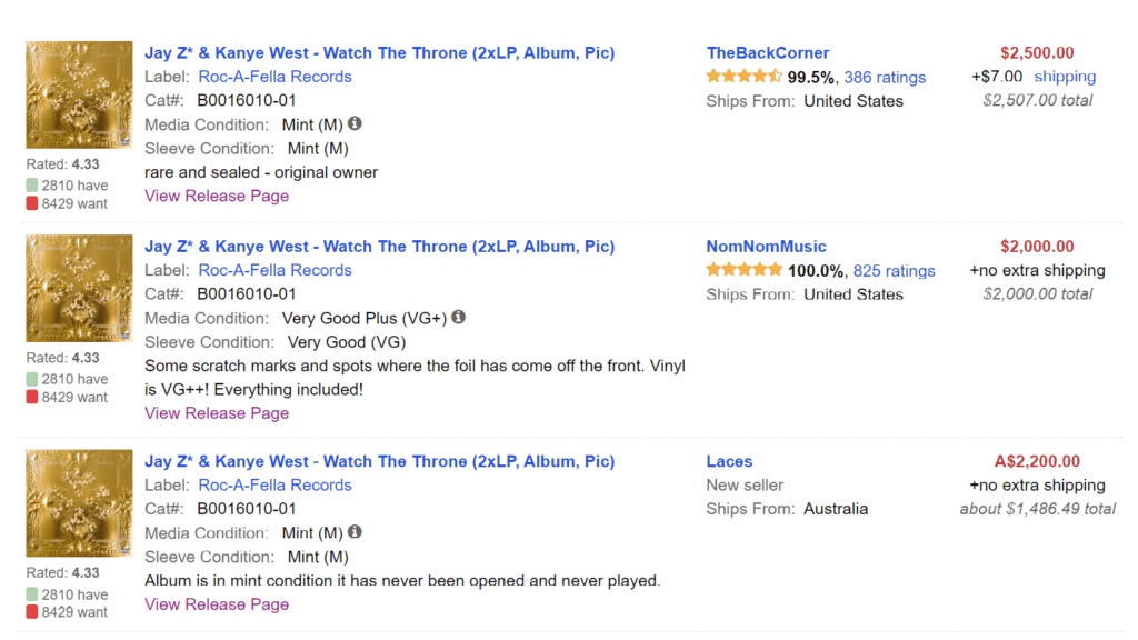 Watch The Throne Vinyl Restocked Yesterday - Resell Calendar