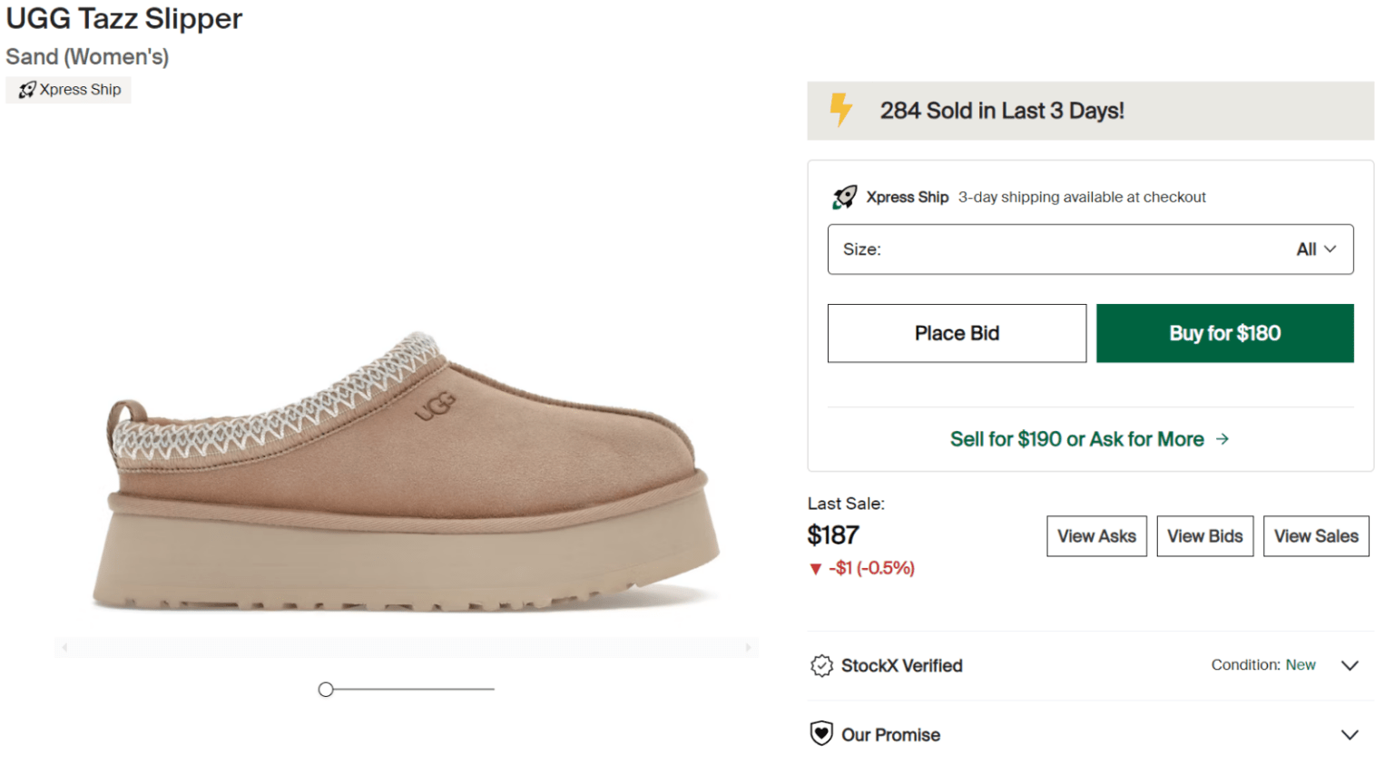 UGG "Tazz" Slippers in Sand Resell Quickly - Resell Calendar