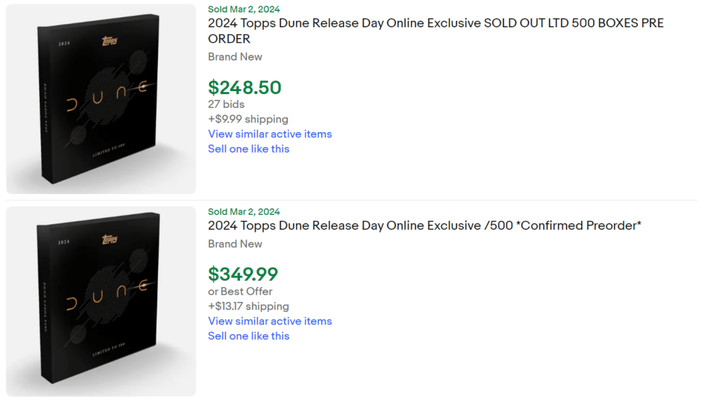 Dune Topps Trading Cards Drop by Surprise and Resell - Resell Calendar