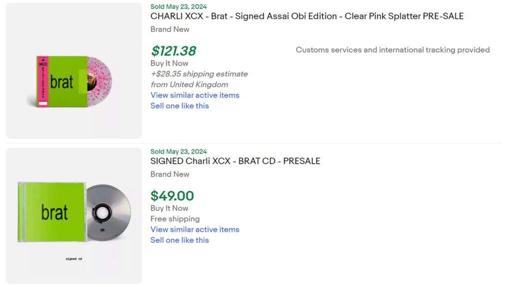 Charli XCX Brat Signed CDs and Vinyl Resell for Hundreds - Resell Calendar