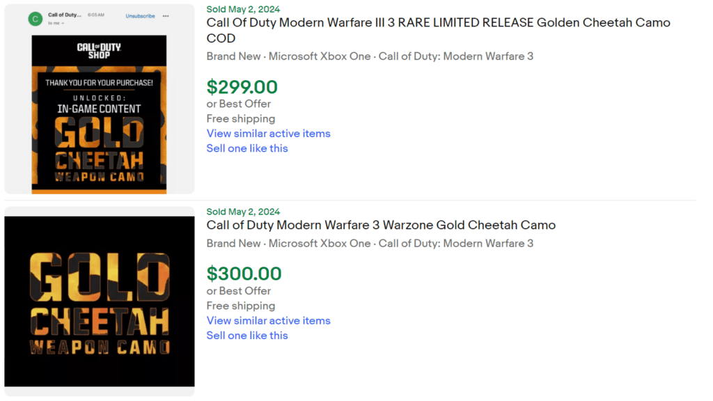 Resellers are Flipping the CoD Gold Cheetah Skin - Resell Calendar