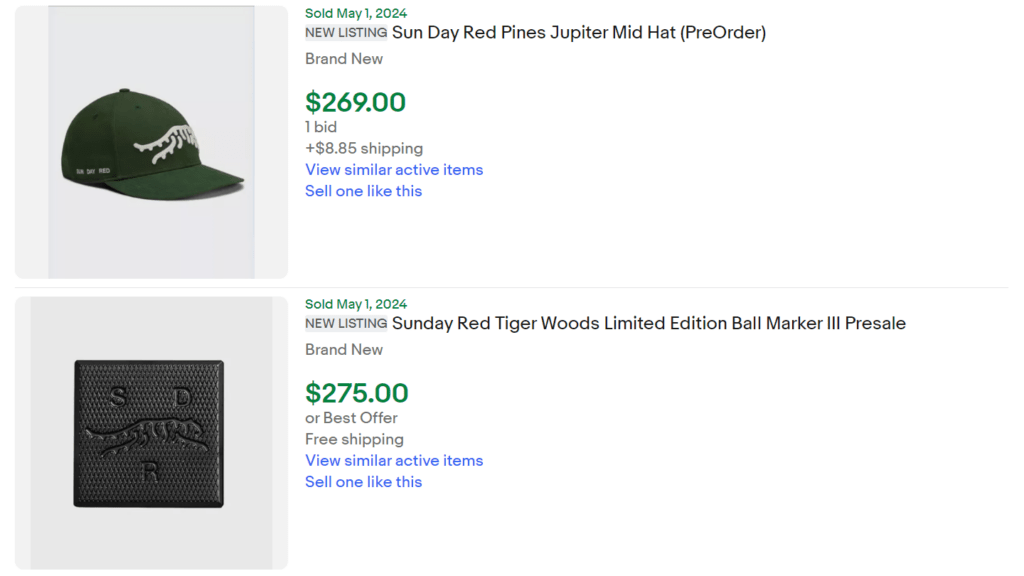 Tiger Woods' Sun Day Red Drop Blows Up on eBay - Resell Calendar