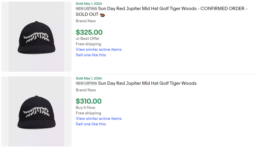 Tiger Woods' Sun Day Red Drop Blows Up on eBay - Resell Calendar