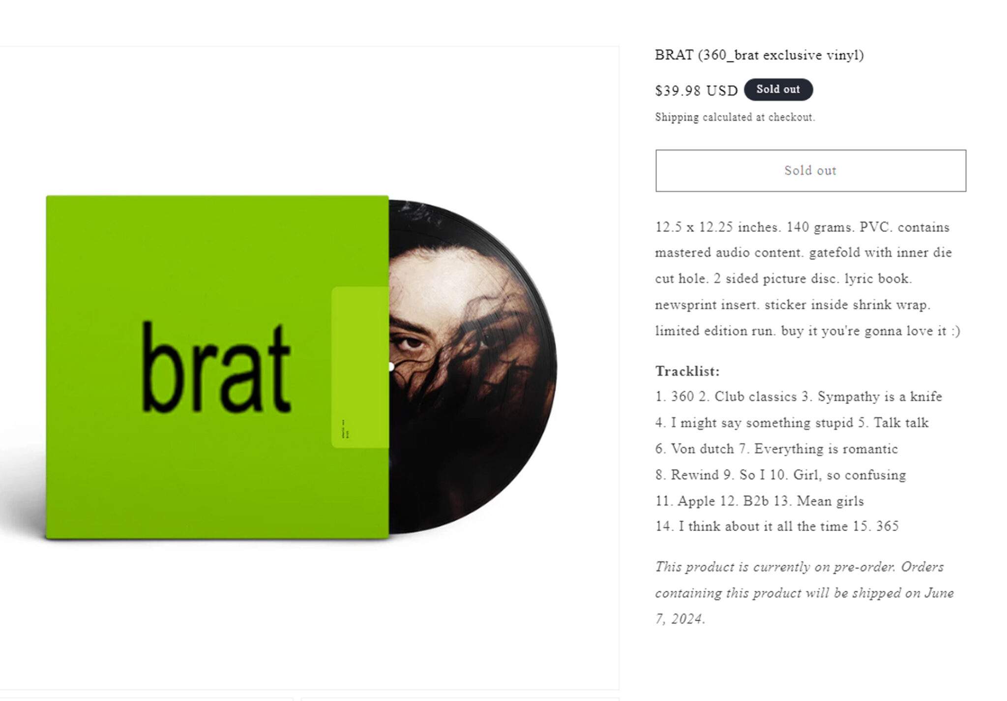 BRAT (360_brat exclusive vinyl)