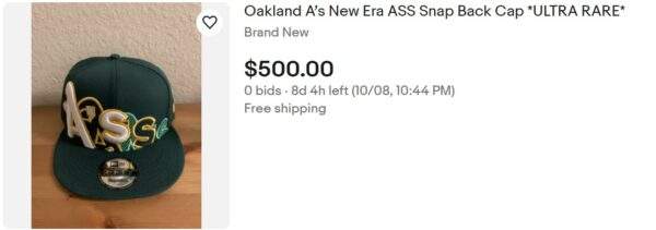 Discontinued Oakland A's "Ass Hats" Go Up on eBay - Resell Calendar