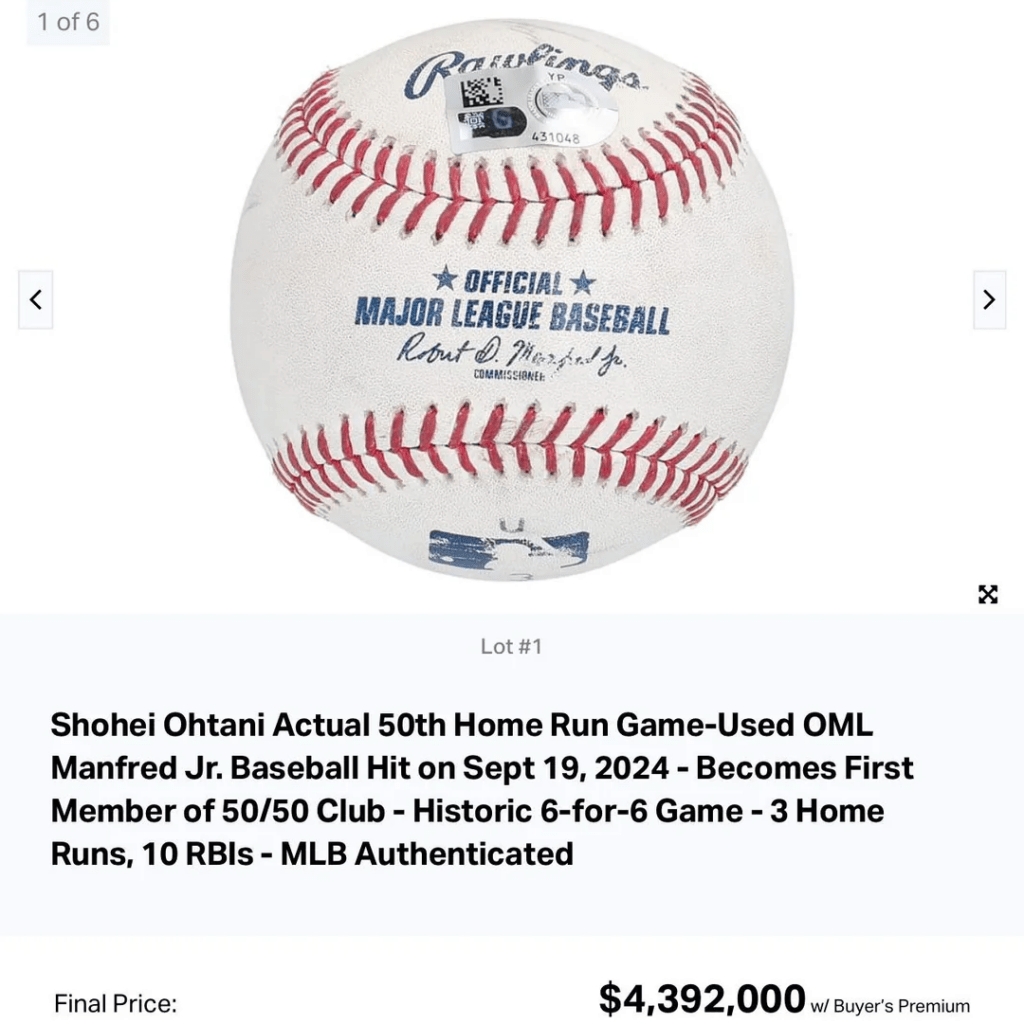 Shohei Ohtani's 50th HR Ball Sells for $4 Million - Resell Calendar