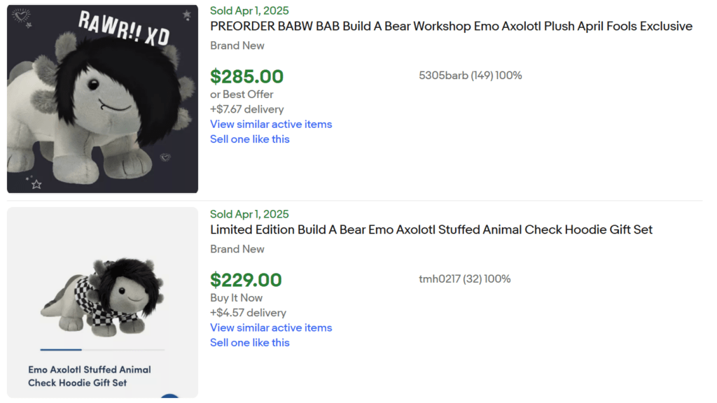 Build-a-Bear Emo Axolotl Plushes Fly Off Shelves - Resell Calendar