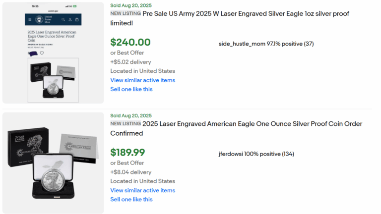 Resellers Buy 2025 Laser Engraved American Eagle Silver Coins - Resell ...