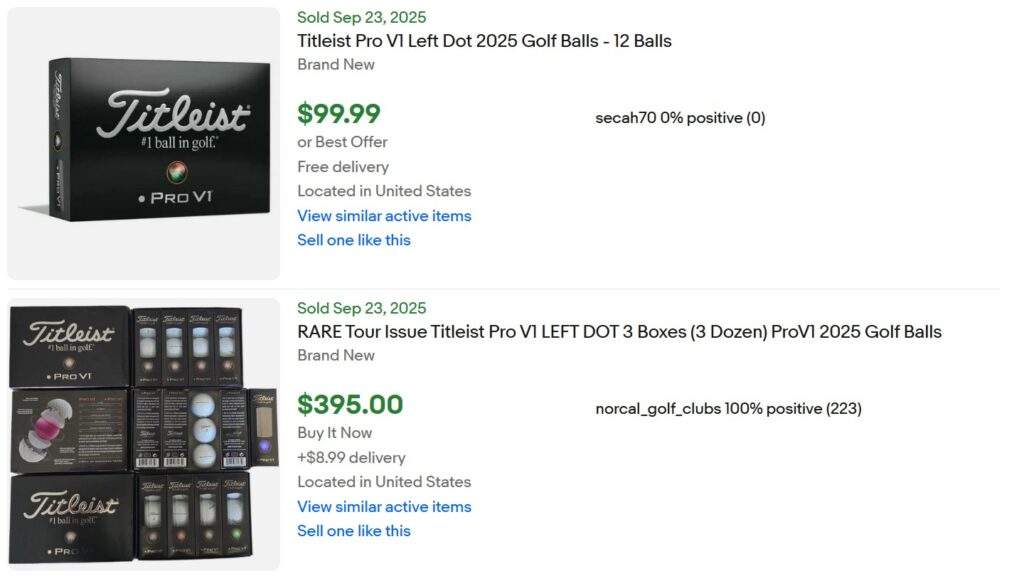 Tour-Exclusive Titleist Pro V1 Left Dot Golf Balls Explode on eBay ...