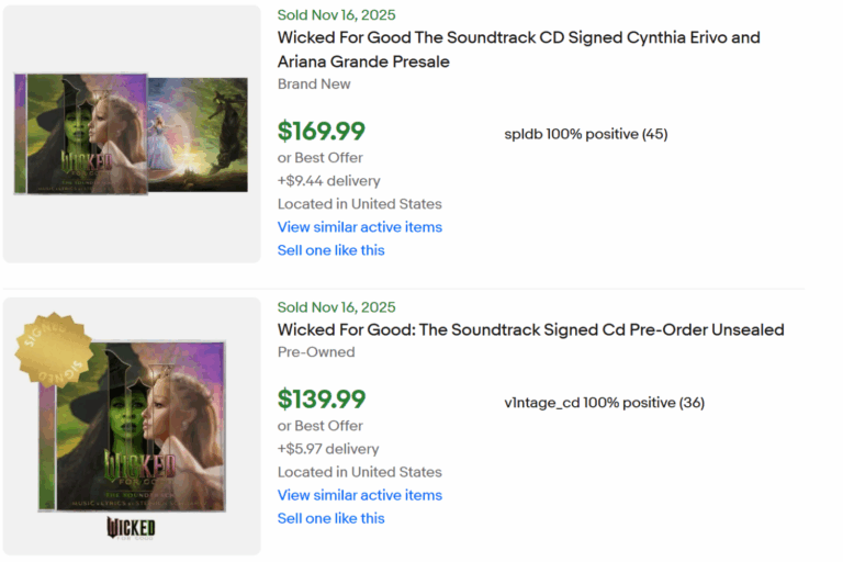 Wicked for Good Signed CD Restock Nets Scalpers Hundreds - Resell Calendar