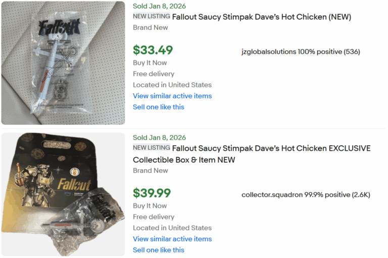 Stimpak Toys from Dave's Hot Chicken Fallout Meals Resell - Resell Calendar