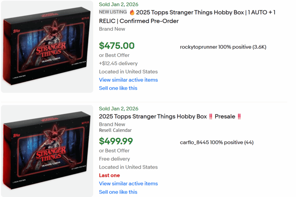 Topps Stranger Things Hobby Boxes Flip for Up to $500 - Resell Calendar